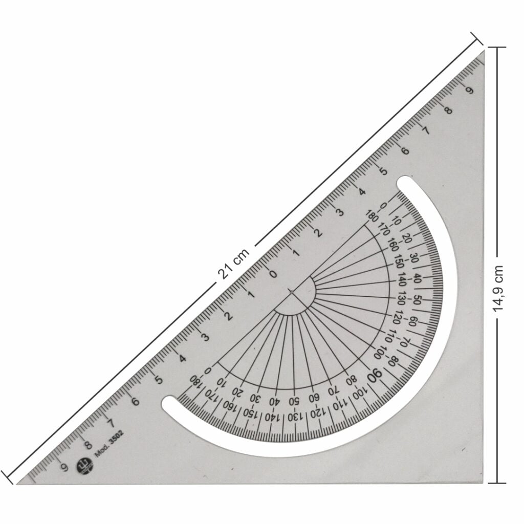 Esquadro com Transferidor Vazado Internamente - PVC Transparente ...