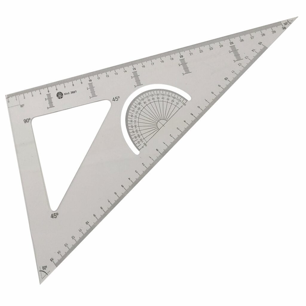 Esquadro com Transferidor e Esquadro - Acrílico Transparente - Trident ...