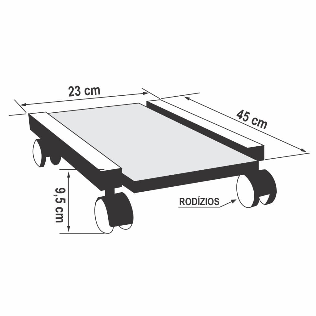 Base para CPU Trident - com rodízios em MDF Freijó - Trident Desetec