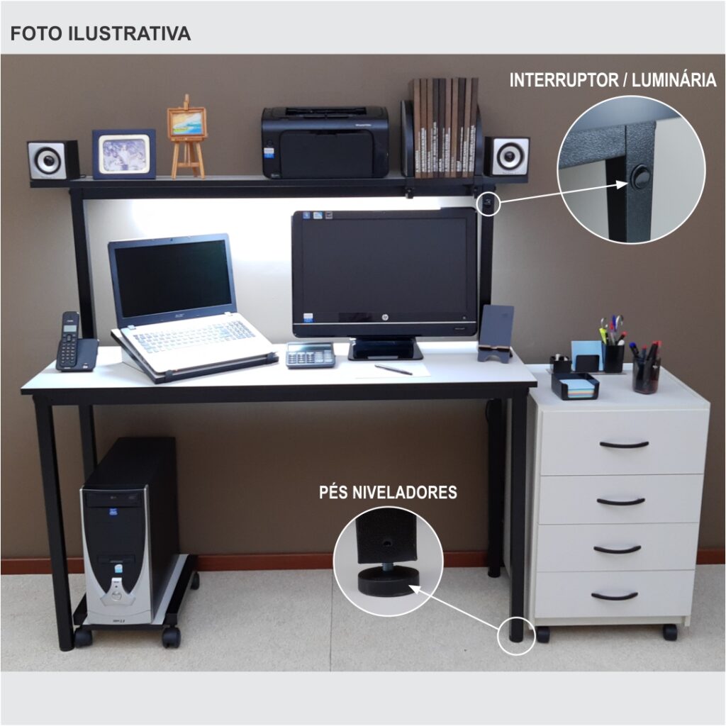 Escrivaninha Home Office Trident - MDF Gelo - Trident Desetec
