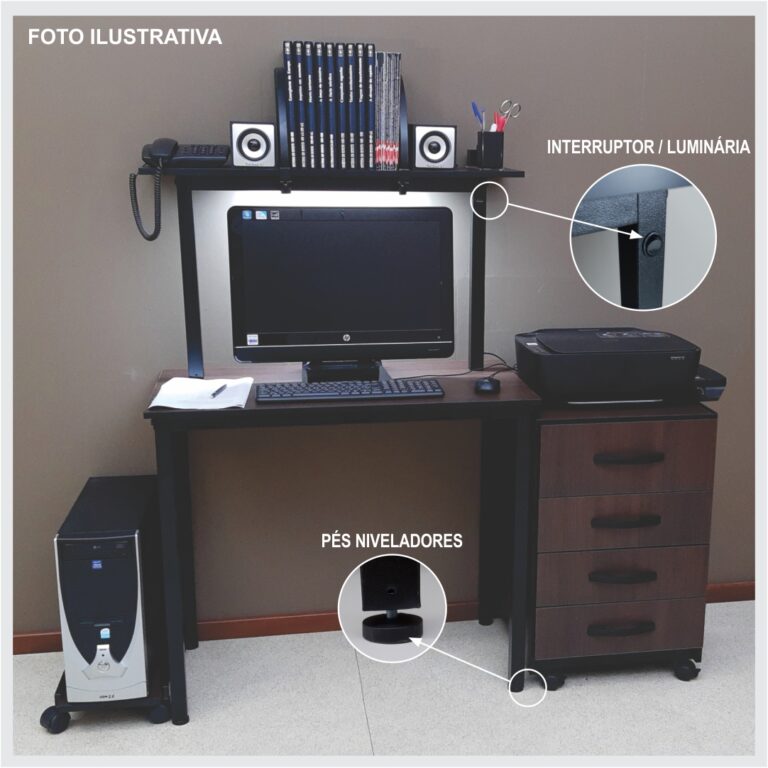 Escrivaninha Home Office Mini Trident - MDF Gelo - Trident Desetec